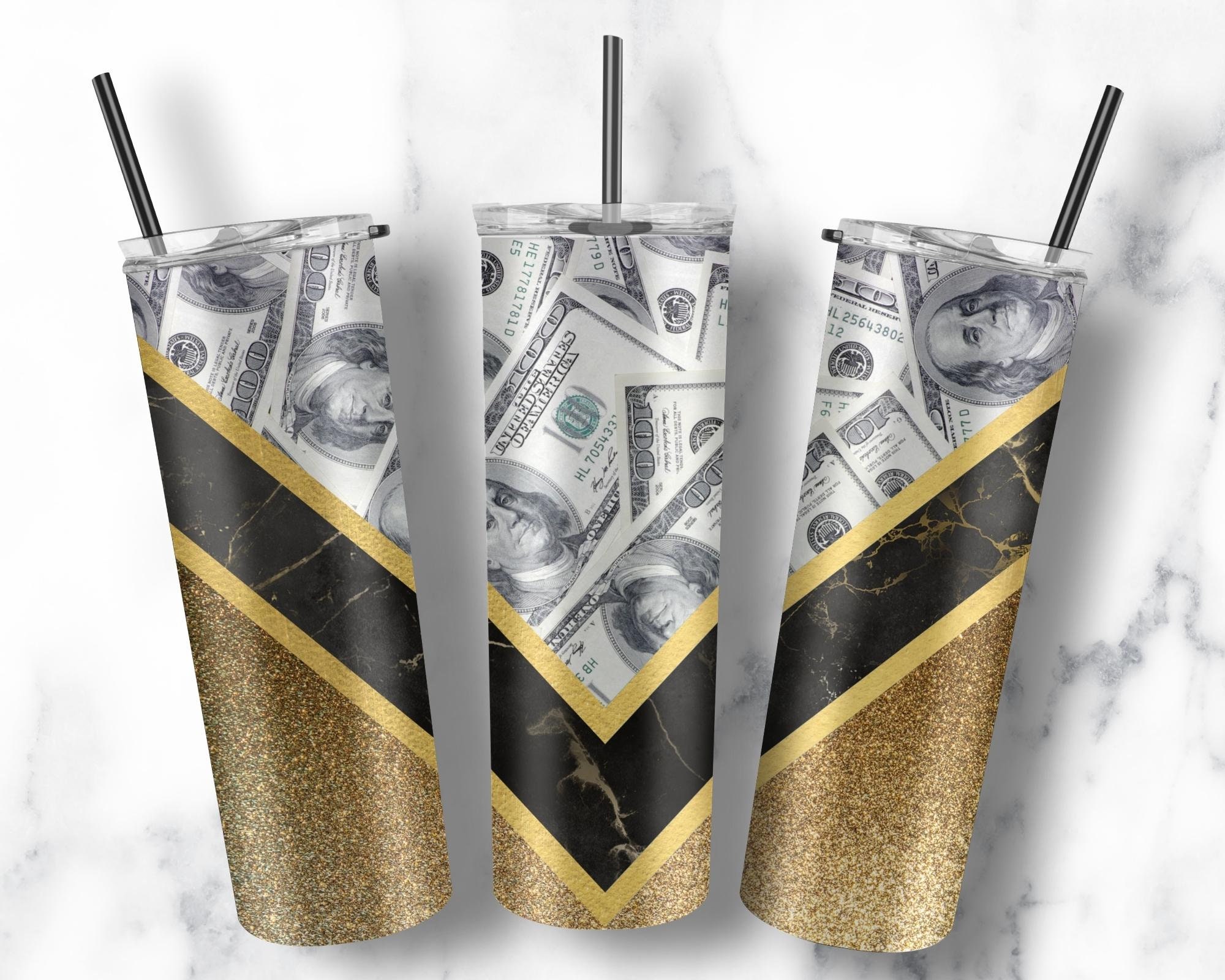 Money Tumbler, Wealth Prosperity Manifestation Tumbler Wrap Black and ...