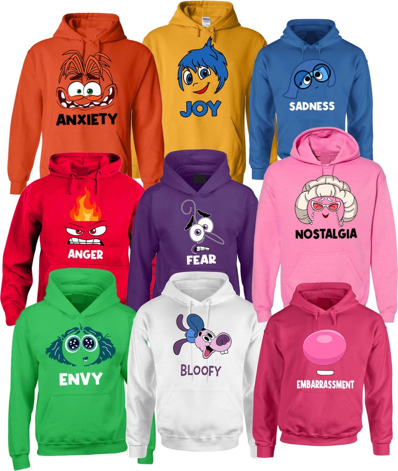 Inside Out 2 Movie Characters Sweatshirt Hoodie; Custom Halloween Group ...