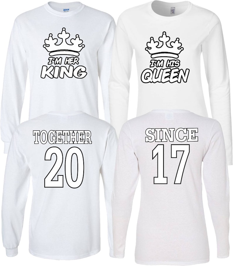 King and Queen Matching Long Sleeve Shirts: Couples Valentine's Gift - Etsy