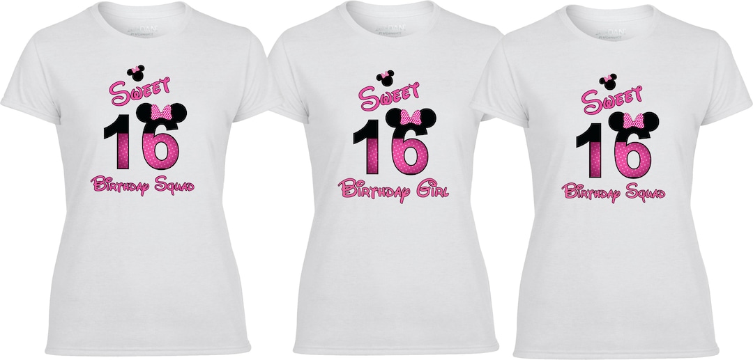 Sweet 16 Minnie Mouse Birthday Girl Birthday Squad Custom Shirts - Etsy