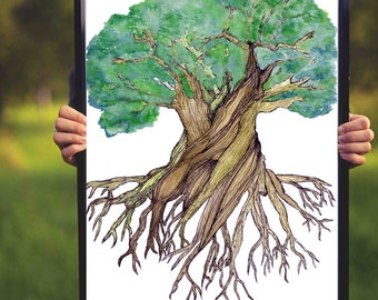 Tree with roots | Etsy