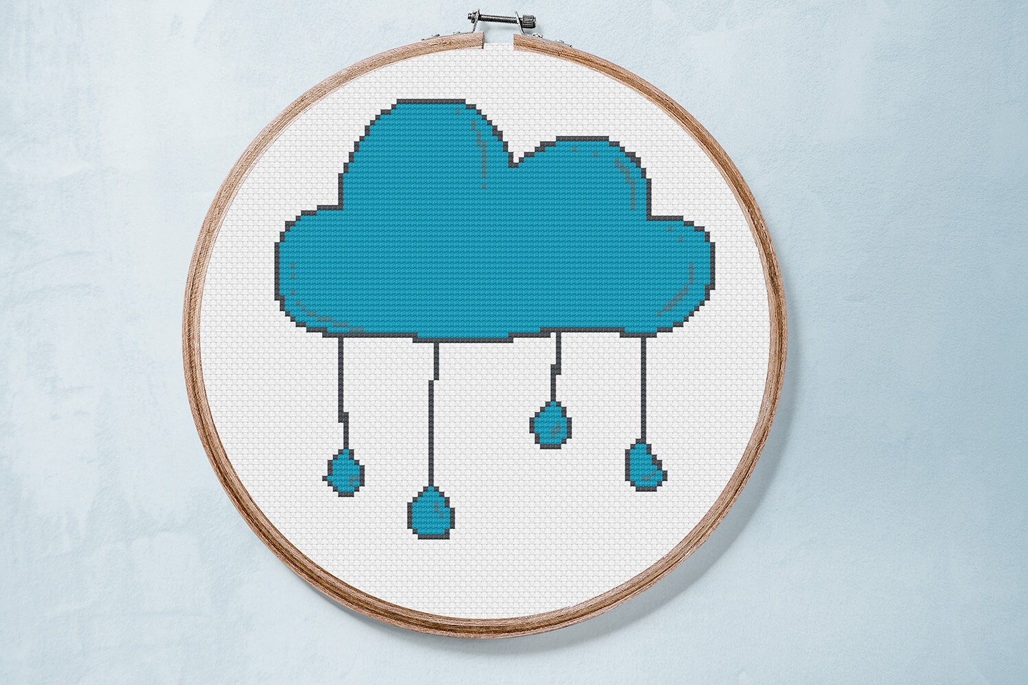 Rain Cloud Cross Stitch Pattern Cute Beginner PDF Instant | Etsy