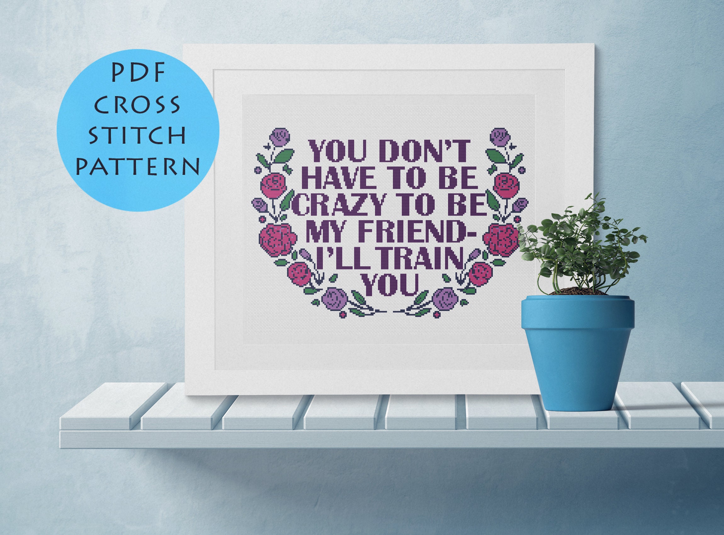 Funny Cross Stitch Pattern Crazy Friend PDF Instant Download | Etsy