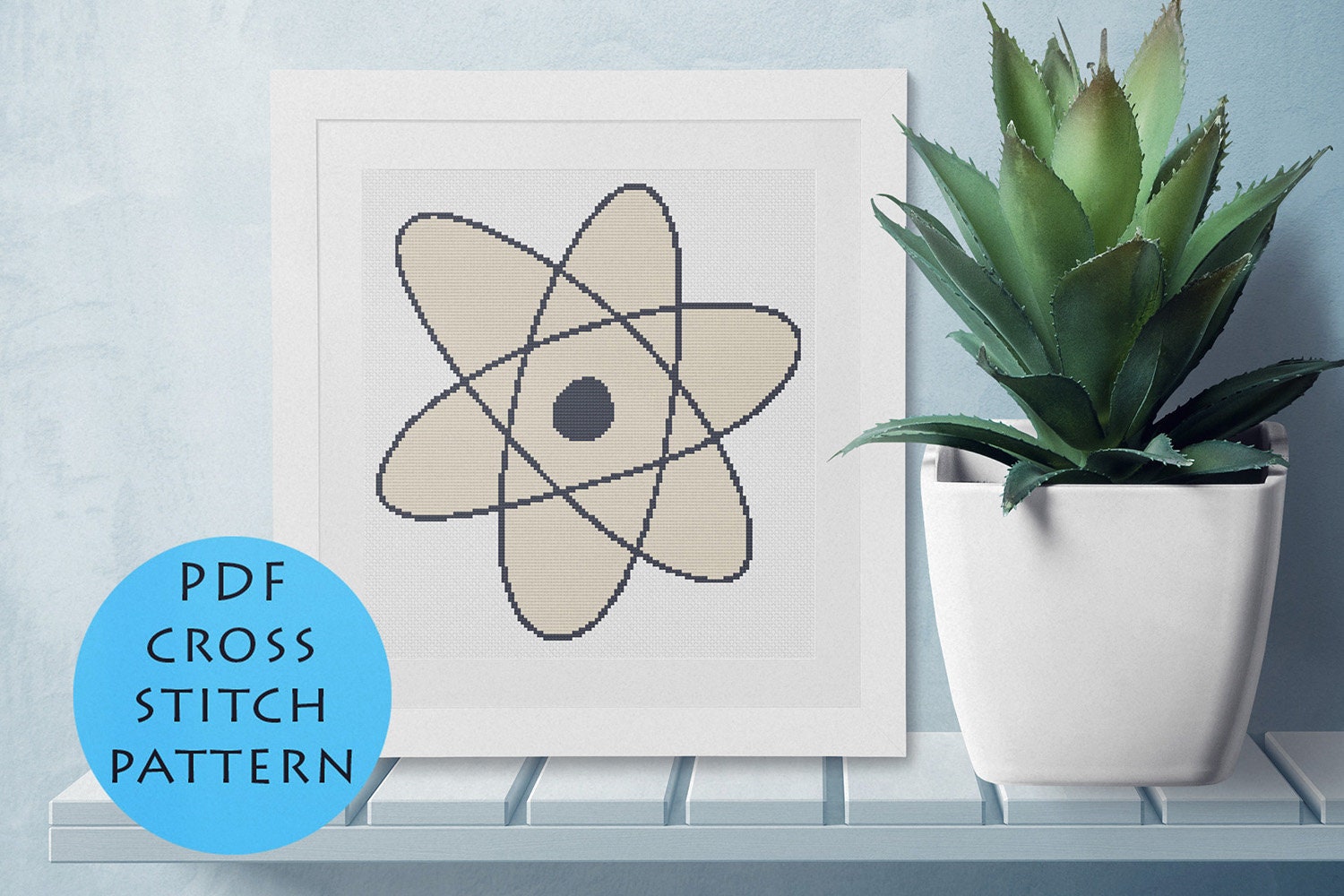 Atom Art Science Cross Stitch Pattern Chemistry PDF Instant | Etsy