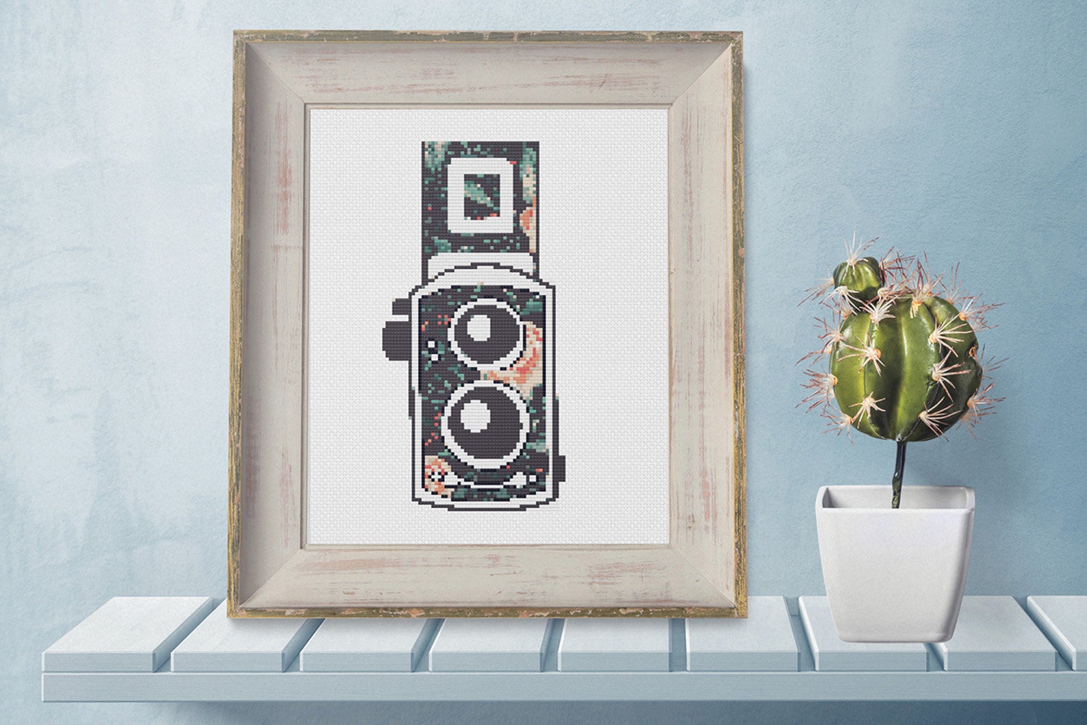 Vintage Camera Cross Stitch Pattern Flower Camera PDF Instant | Etsy