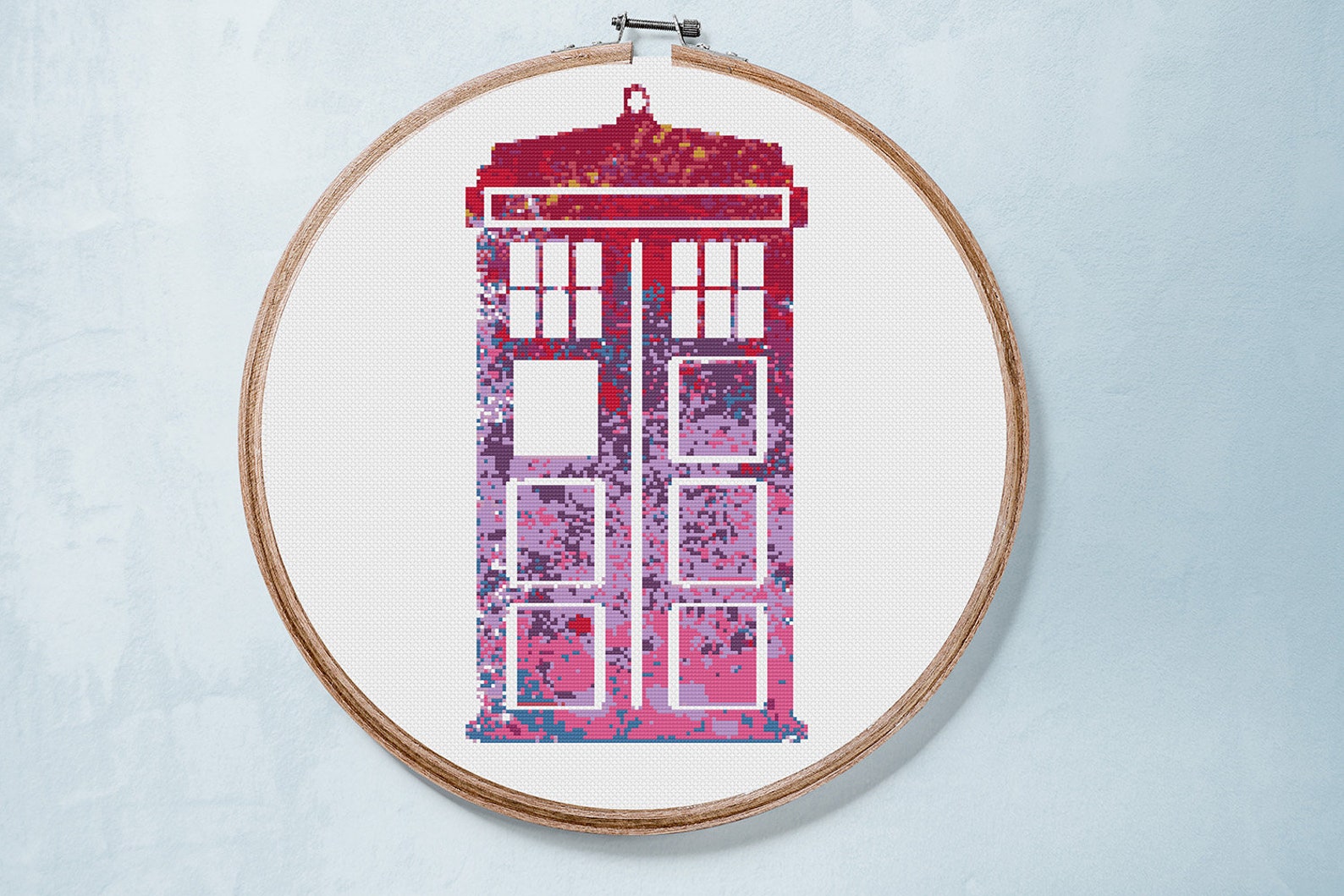 Doctor Who Cross Stitch Pattern Watercolor Tardis PDF Instant | Etsy