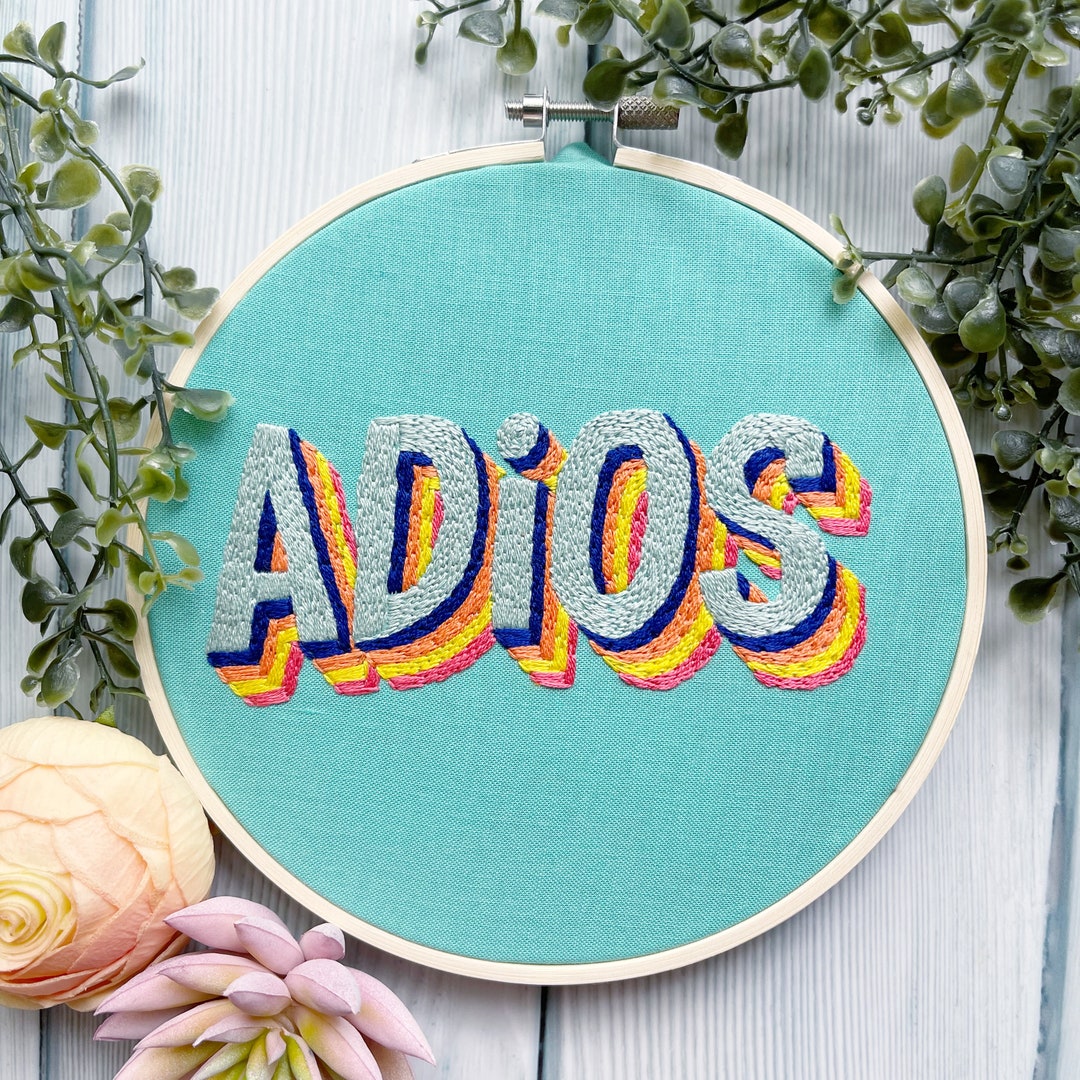 Adios Embroidery Pattern PDF Instant Download Printable Fun Rainbow ...