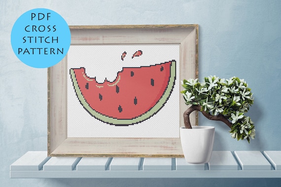 Watermelon Cross Stitch Pattern Cute Beginner PDF Instant | Etsy