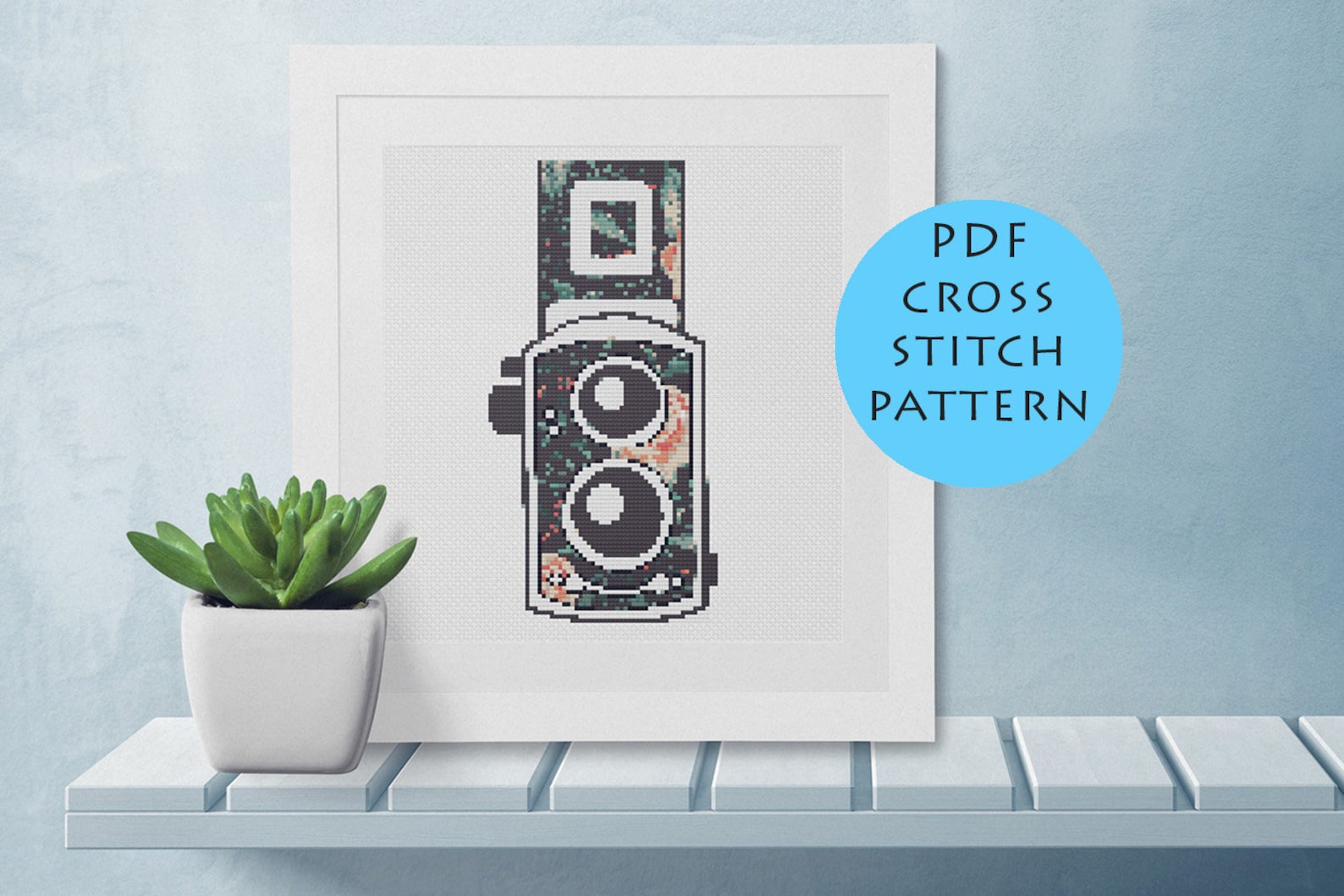 Vintage Camera Cross Stitch Pattern Flower Camera PDF Instant | Etsy