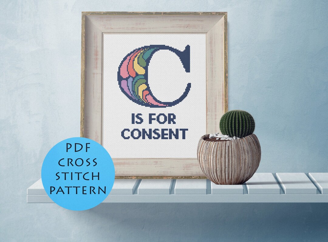 Consent Cross Stitch Pattern PDF Instant Download Printable Chart ...