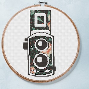 Vintage Camera Cross Stitch Pattern Flower Camera PDF Instant Download ...