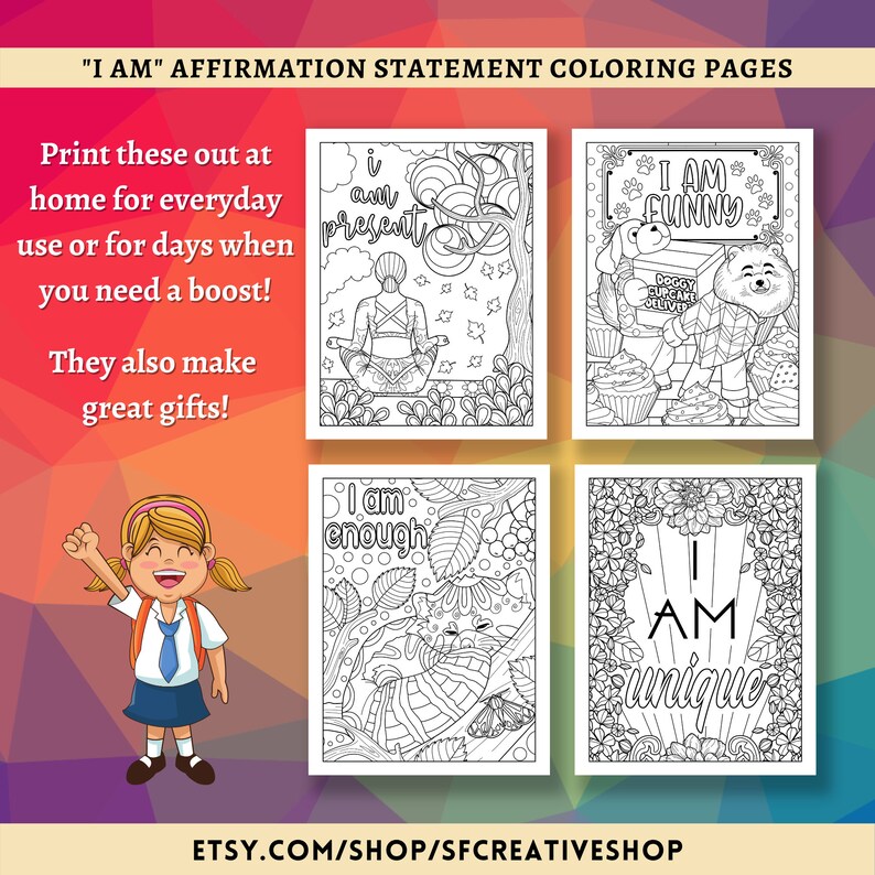 20 Amazing i Am... Statement Affirmation Coloring - Etsy