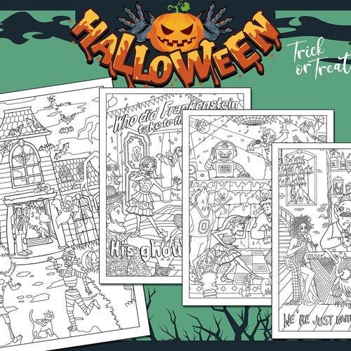 Vintage Halloween Coloring Pages. 24 Pages to Color. PDF - Etsy