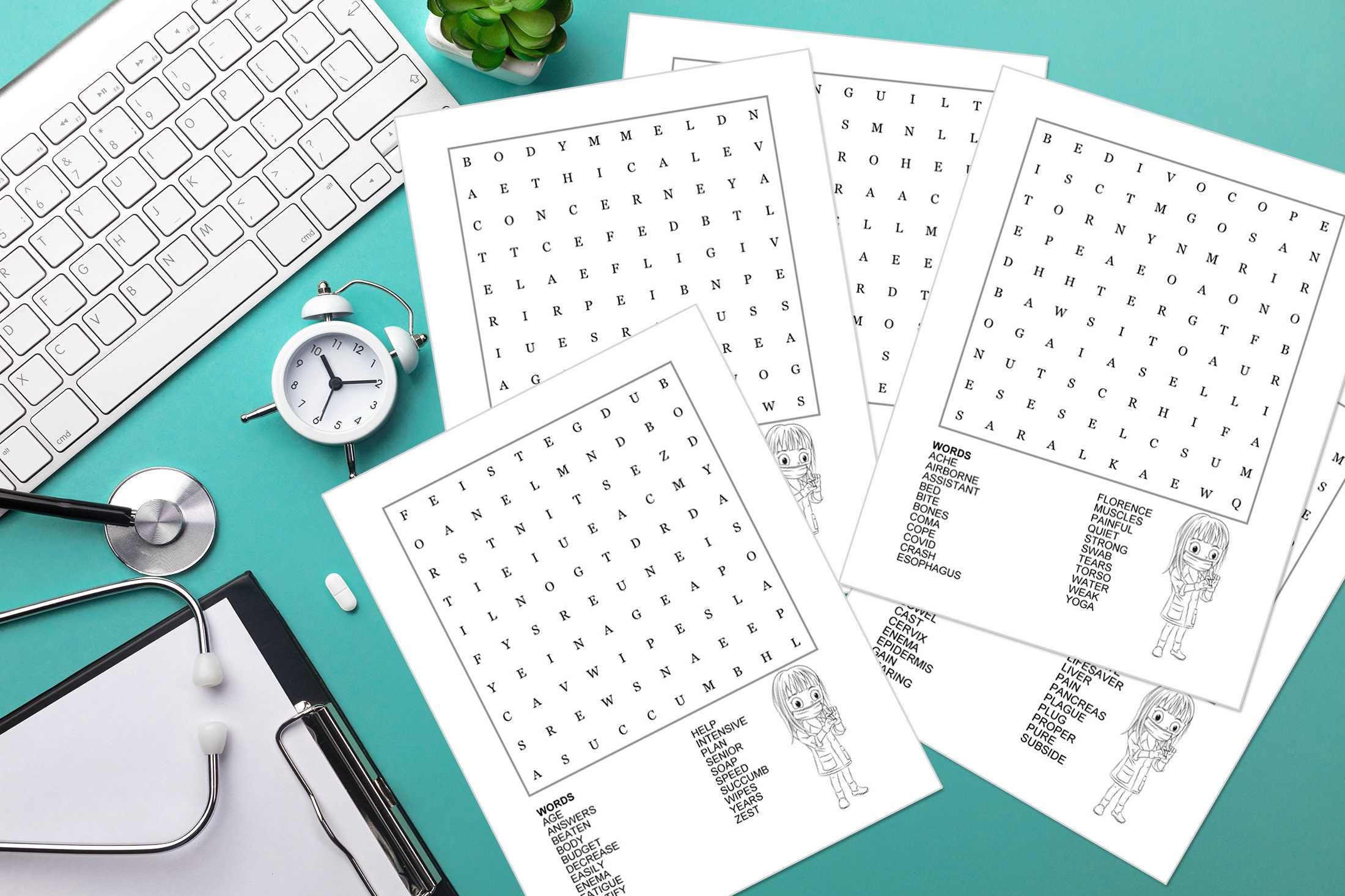 INSTANT DOWNLOAD 25 Medical Themed Word Search Puzzles | Etsy