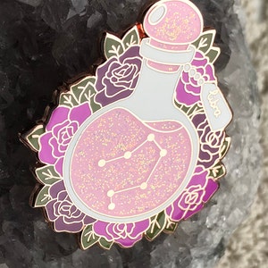 Libra Constellation Zodiac Potion Bottle Hard Enamel Pin | Glitter Star ...