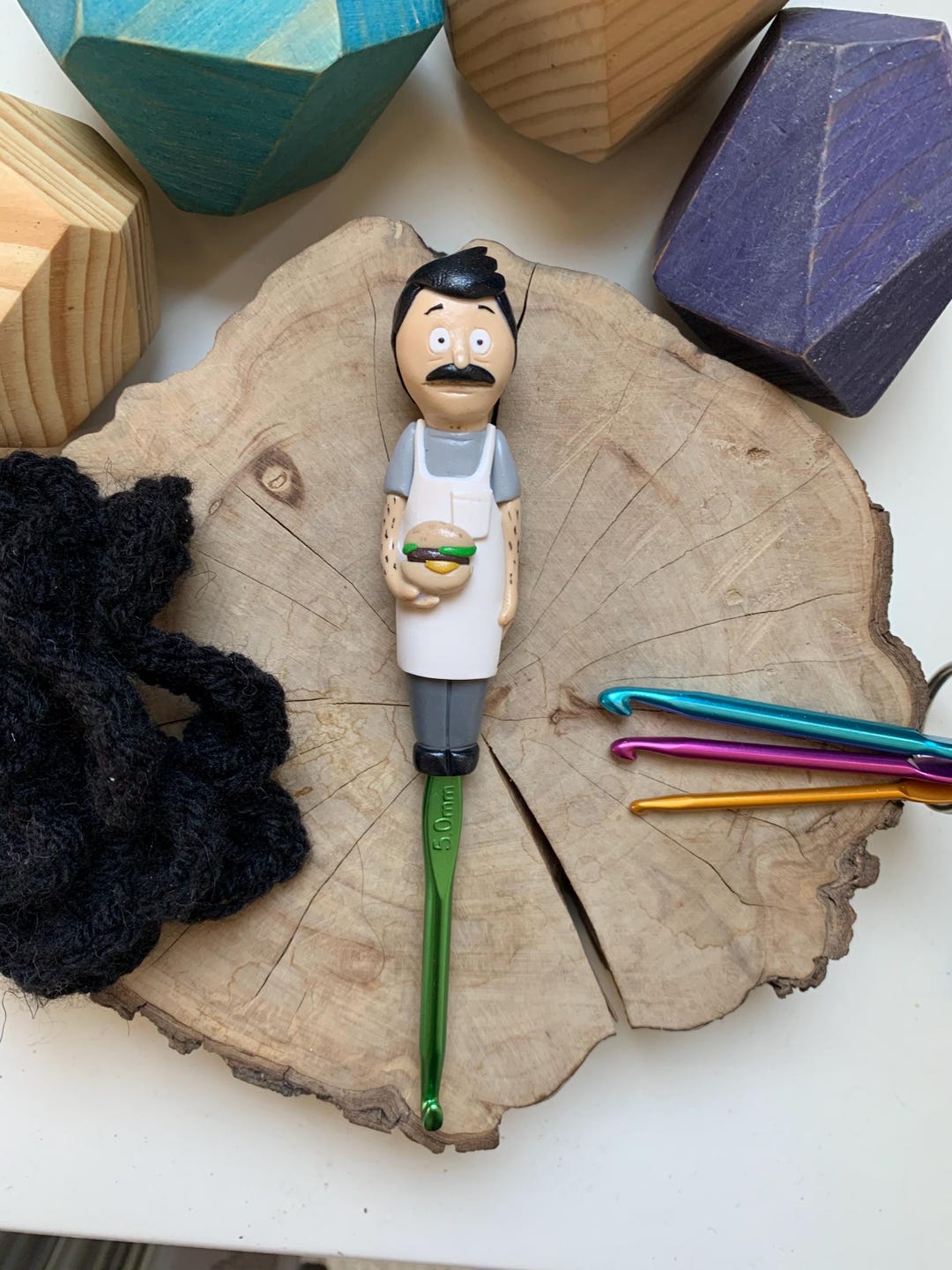 Cartoon Crochet Hook, Personalized Figurine Polymer Clay Hook, Handmade ...