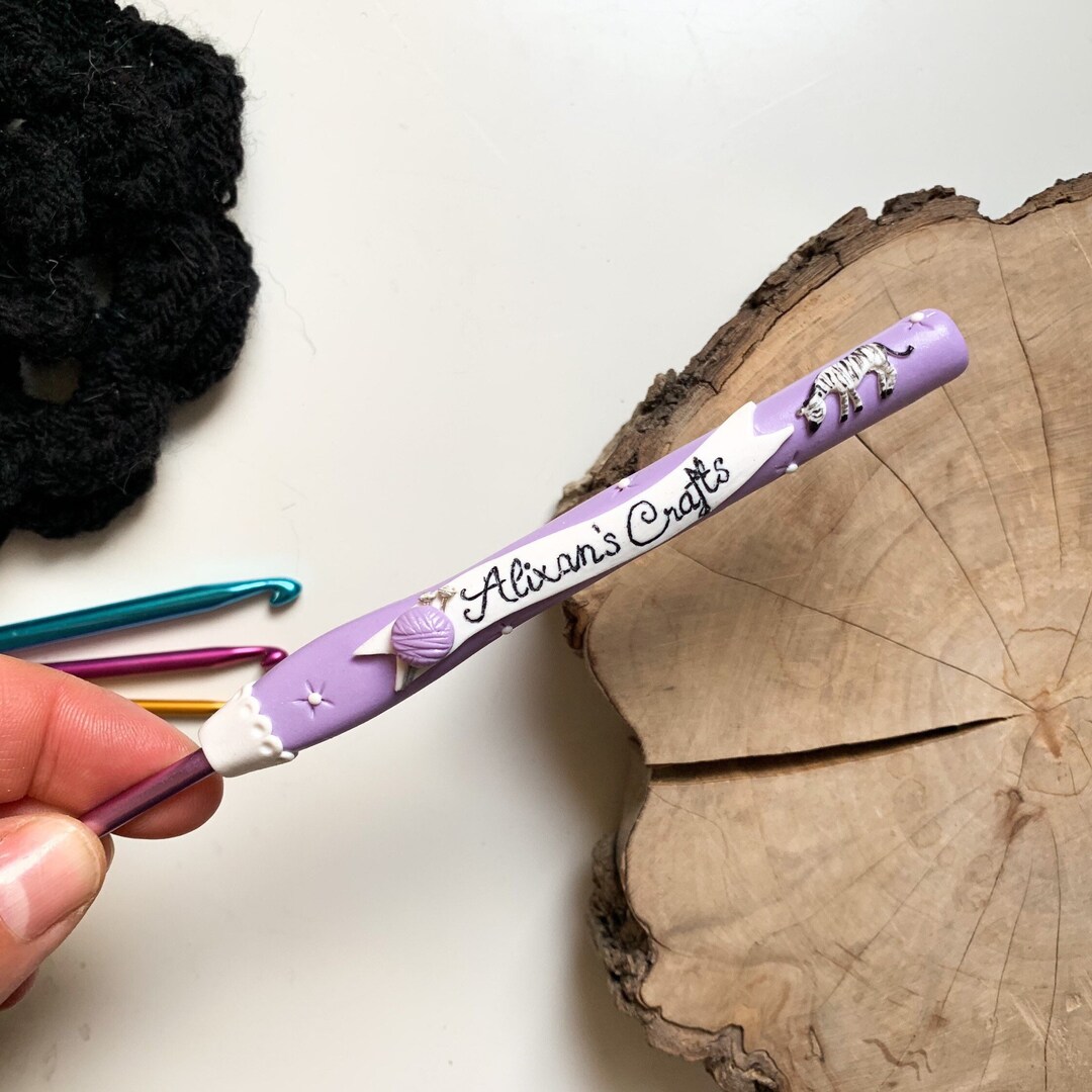 Custom Name Brand Crochet Hook, Purple Personalized Name Ergonomic ...