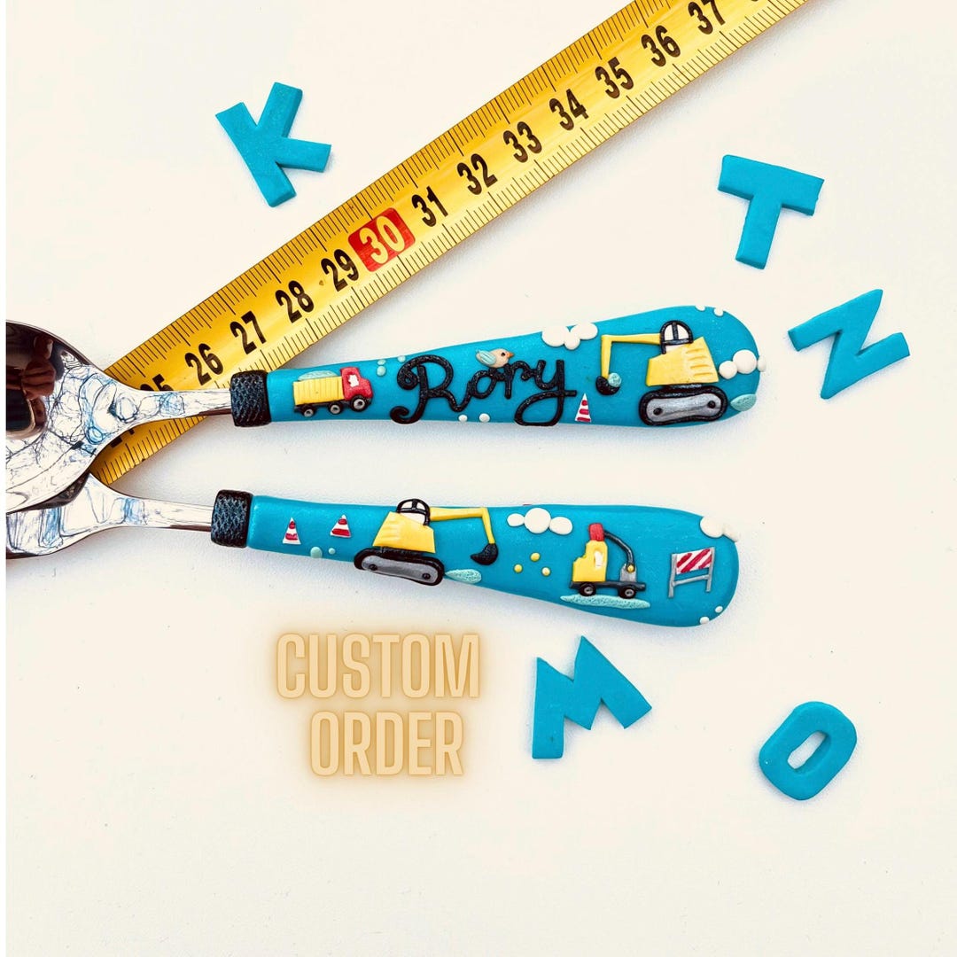 Personalized Construction Cutlery Set, Excavator Truck Theme ...