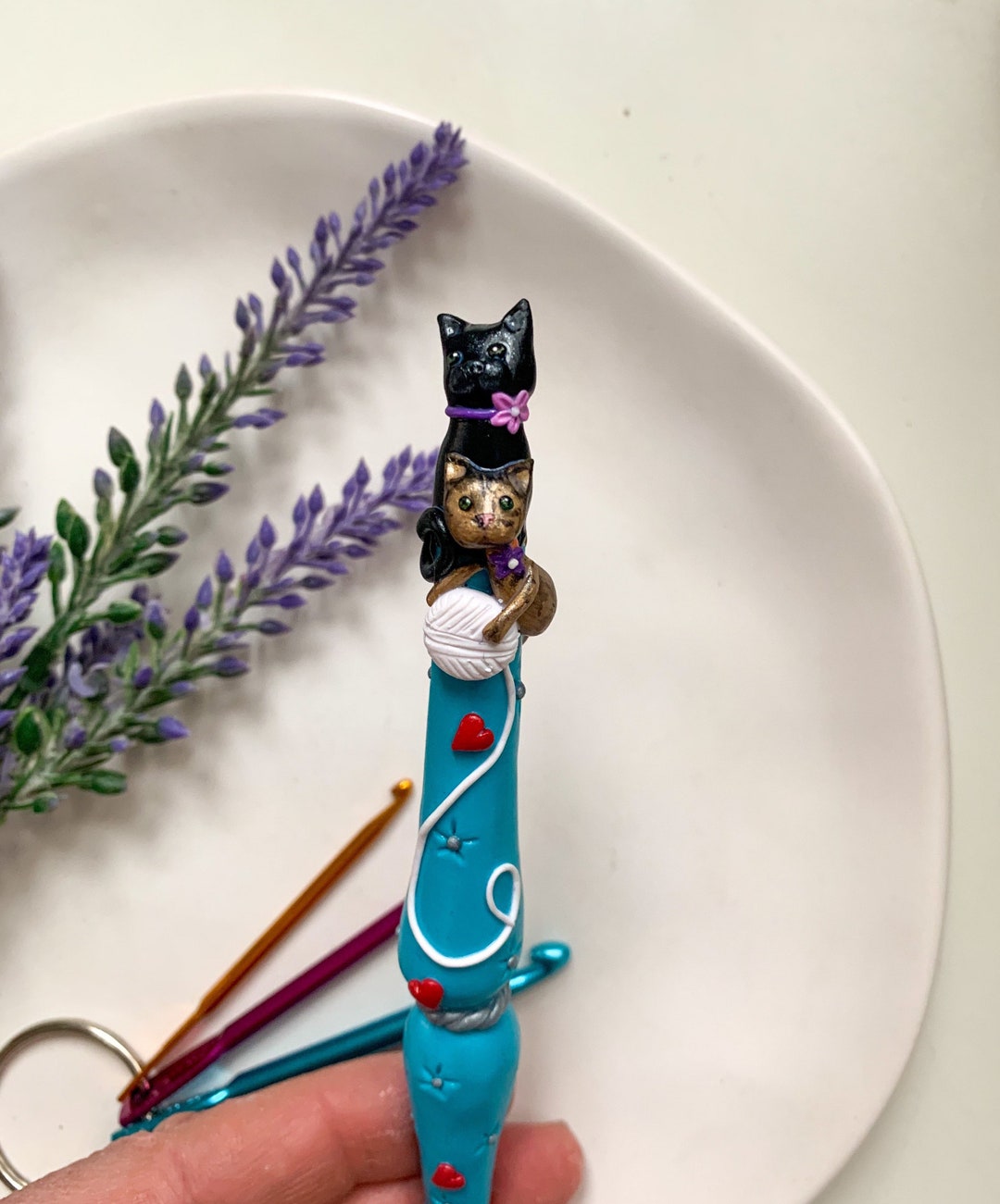2 Cats Custom Crochet Hook, Ergonomic Arthritis Friendly Hook, Any Cat ...