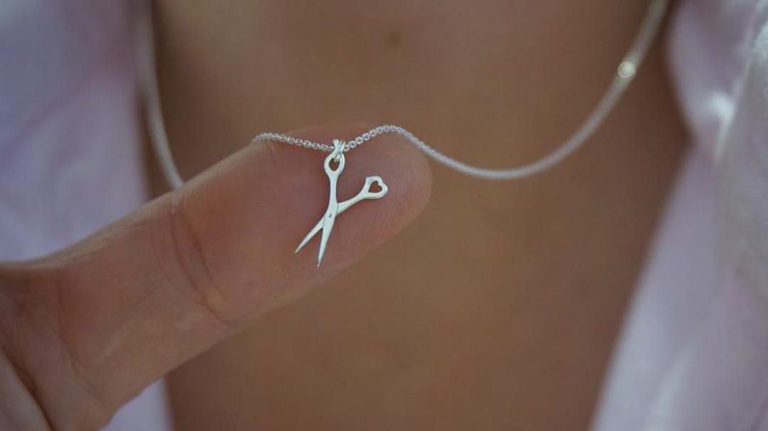 Silver Chain SCISSORS WITH A HEART - Etsy