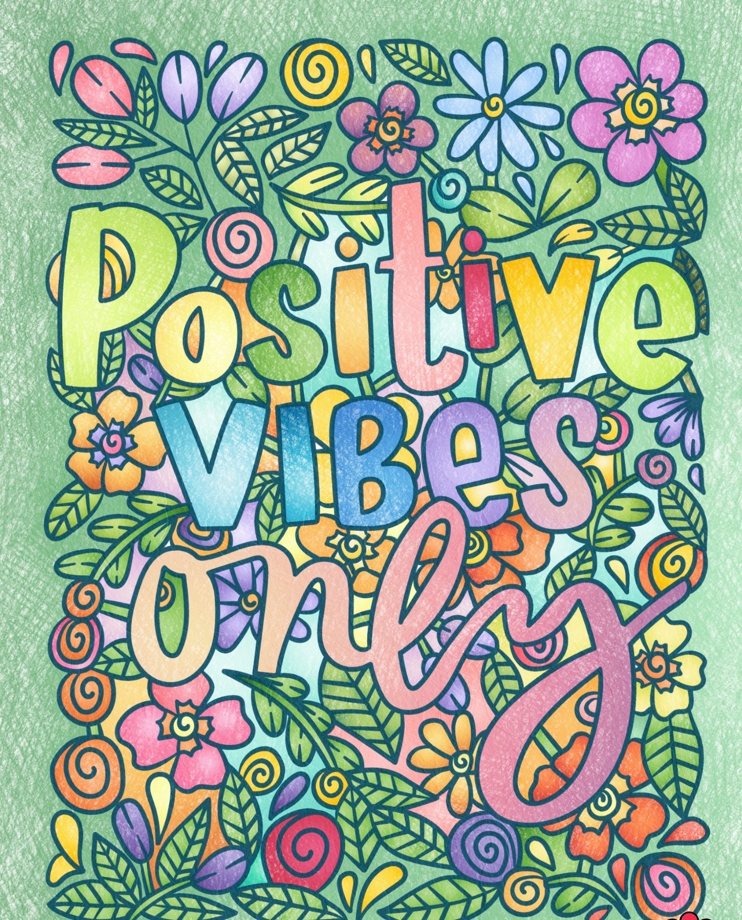 Coloring Book Positive Vibes Only 22 Instant Printables PDF for ...