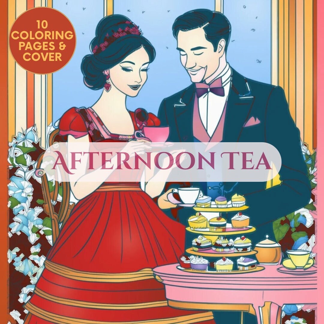 Coloring Book Premium the Afternoon Tea 10 Instant Printables PDF for ...