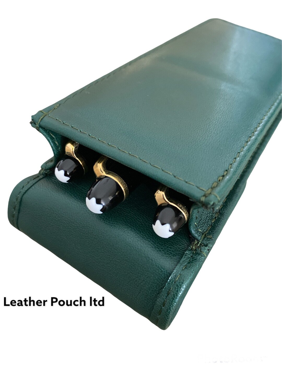 Green Leather Triple Magnetic Pen Case/pouch. Quality Hand Made - Etsy