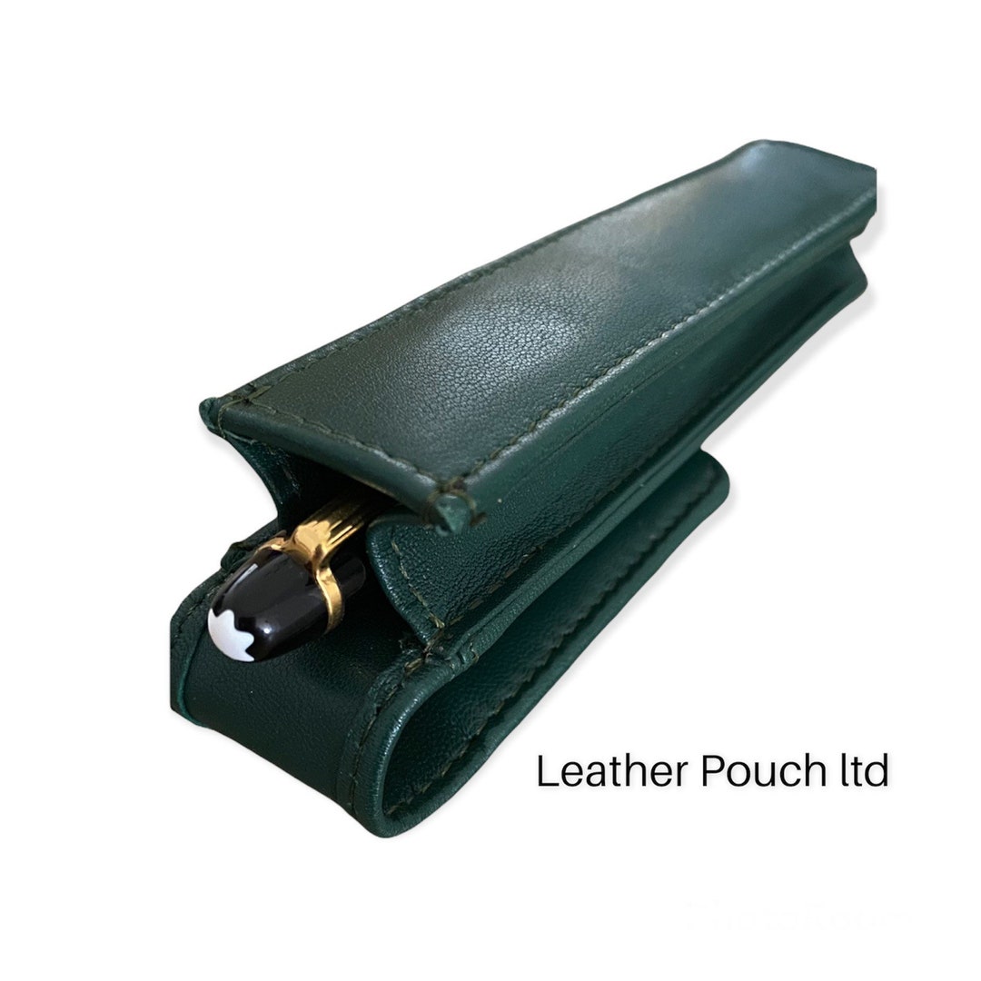 Real Leather Racing Green Single Magnetic Pen Case Pouch. Hand Made - Etsy