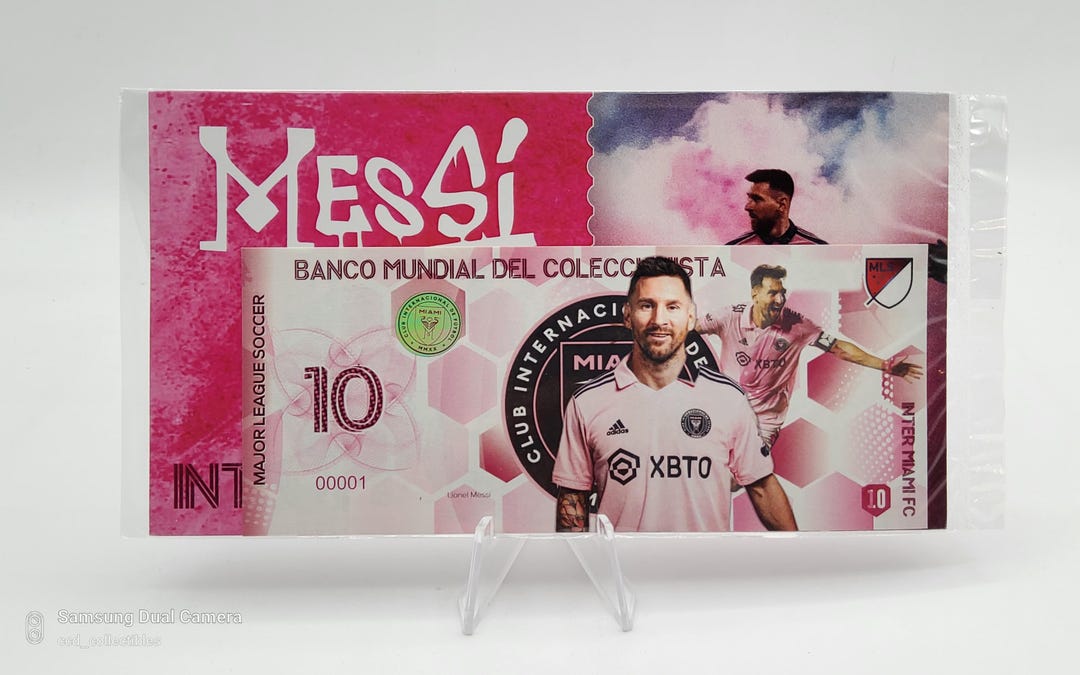 NEW Lionel Messi Banknote Banknote Postcard of Inter of Miami Blister ...