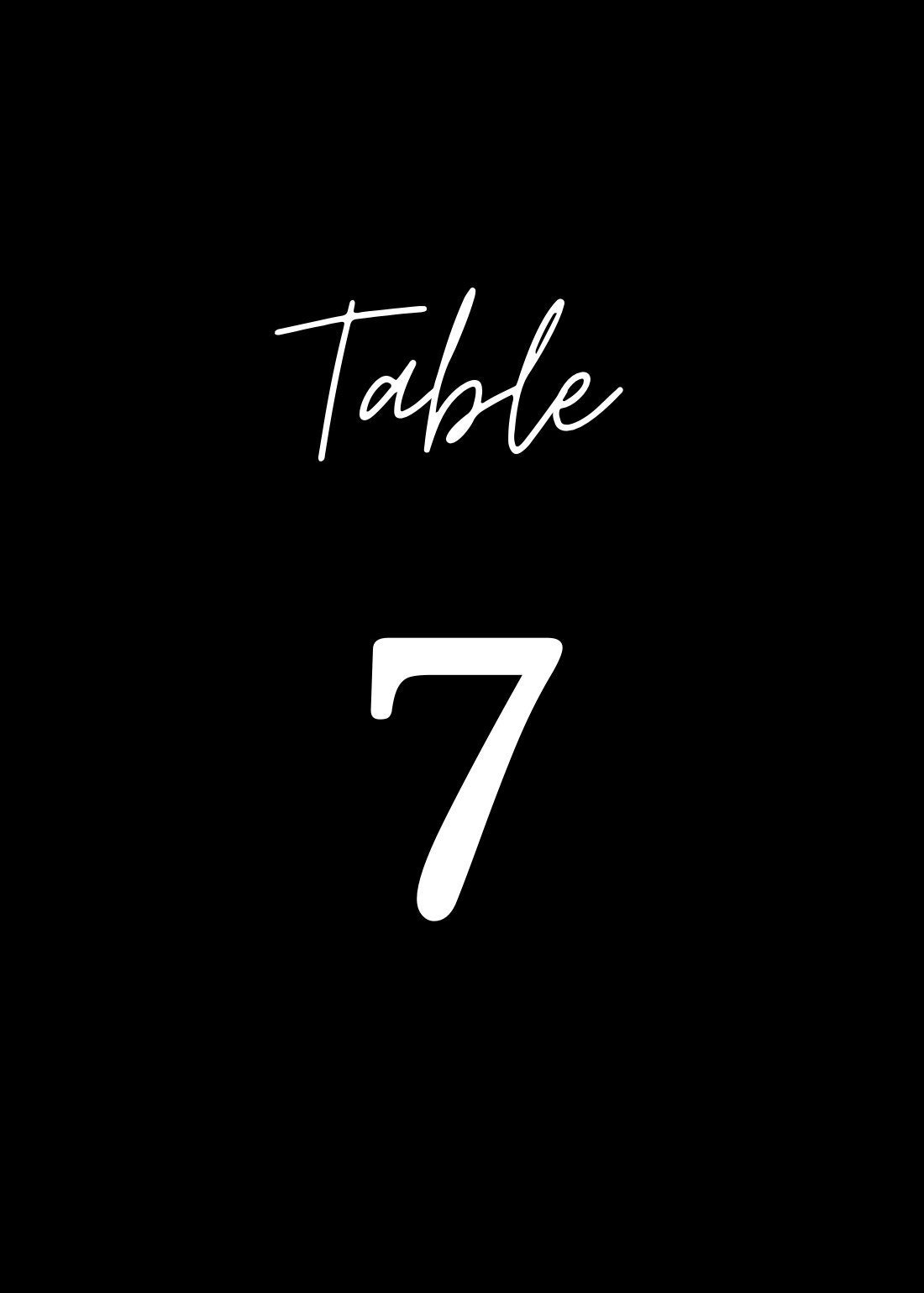 Minimalist Black and White Printable Digital Table Numbers 5x7 Inch ...