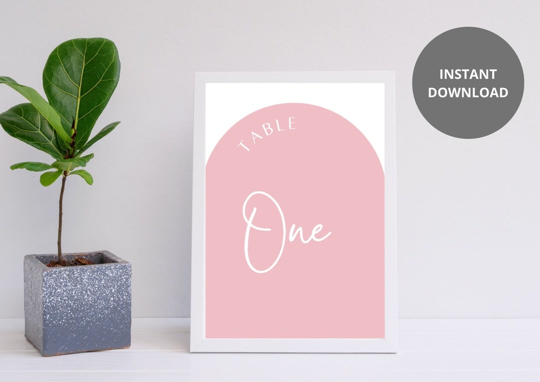 Pink and White Printable Digital Table Numbers 5x7 Inch Numbers 1 to 10 ...