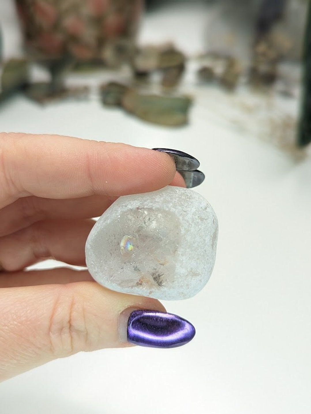 Rounded Rock Crystal Pebble With 1 Polished Side. - Etsy