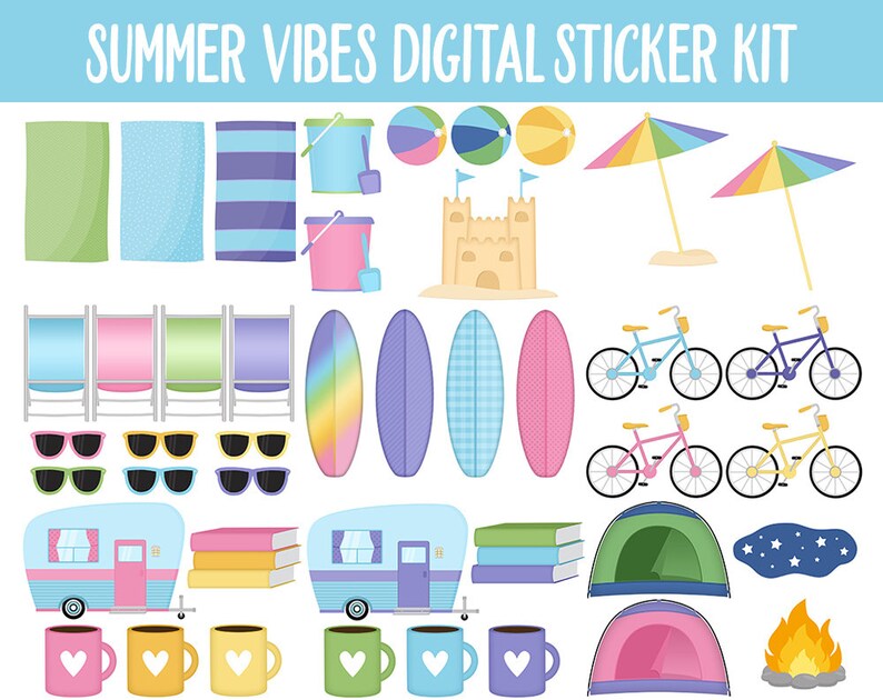 Summer Vibes Digital Sticker Mega Bundle Goodnotes & Ipad - Etsy