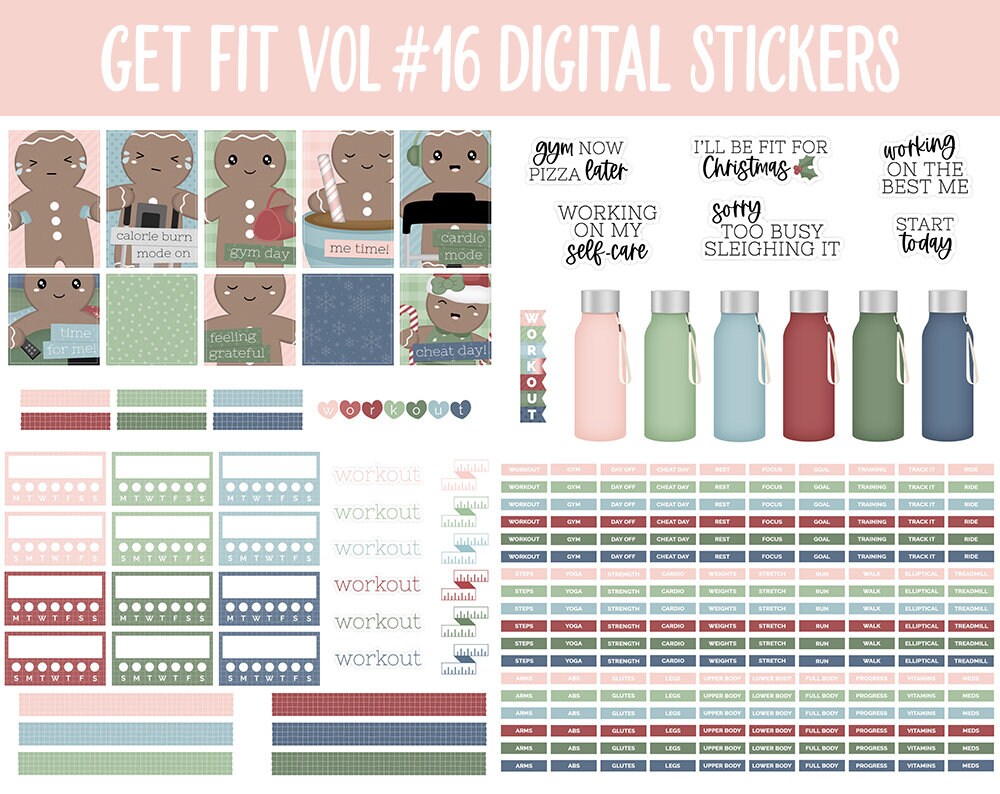 Get Fit Vol #16 Digital Stickers | Goodnotes & iPad | Fitness, Health ...