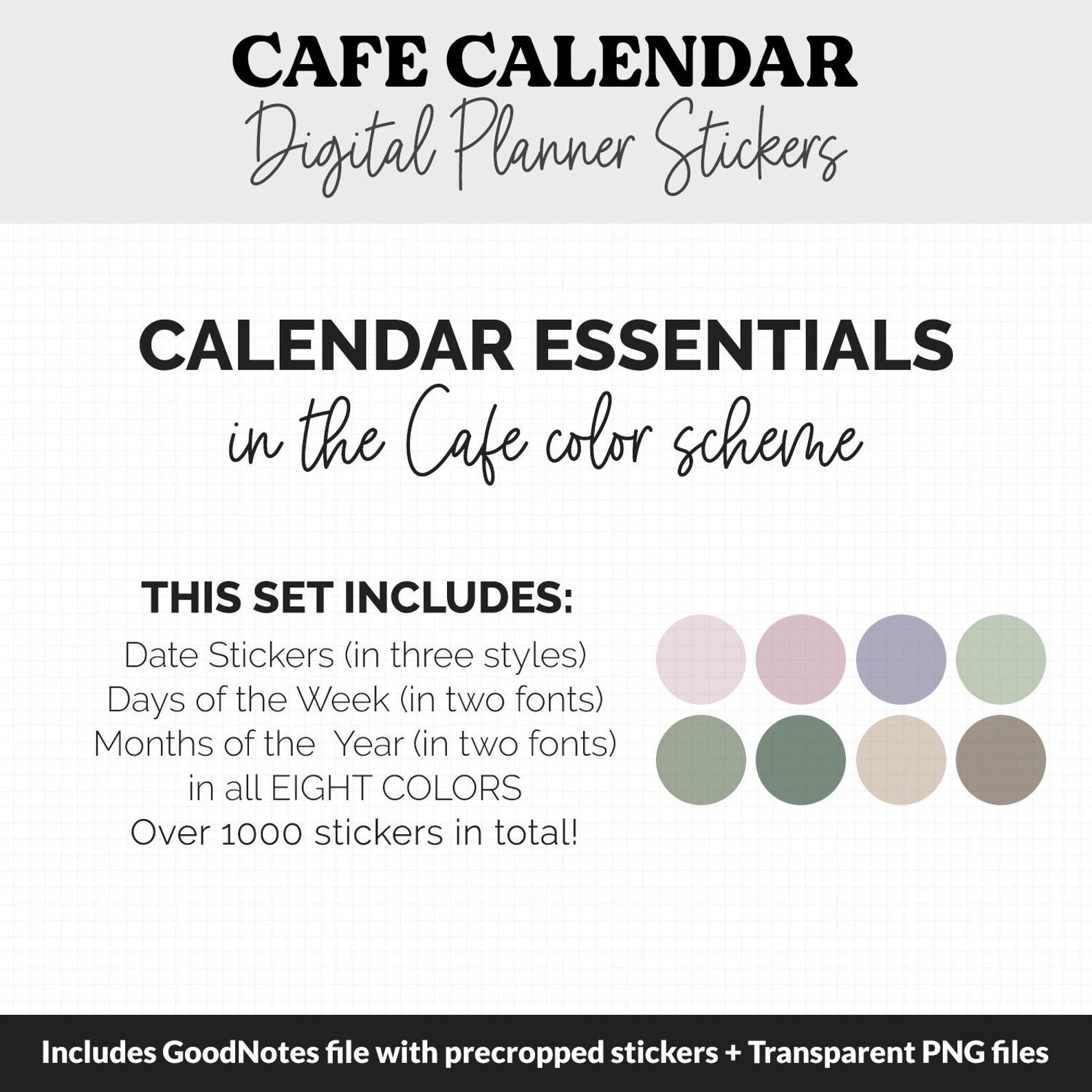 Cafe Calendar Essentials Digital Planner Stickers | iPad & Android - Etsy