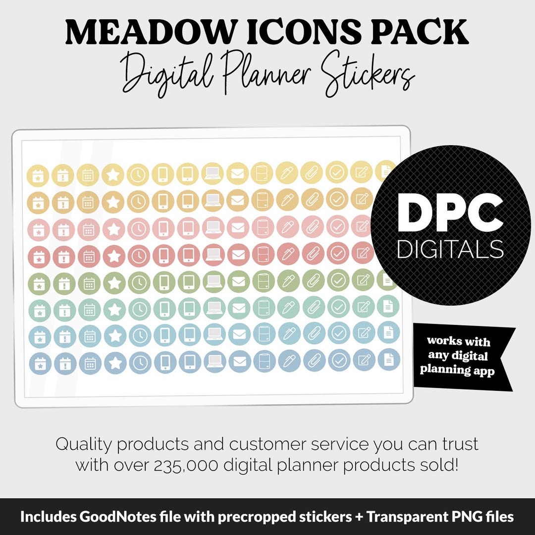 Meadow Icons Digital Planner Stickers | iPad & Android | Meadow Theme ...
