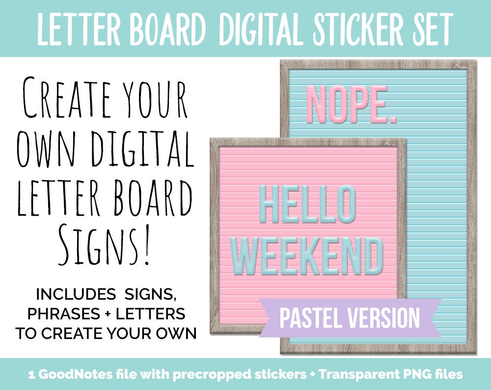 Letter Board Pastel Digital Stickers | iPad & Android | Quotes, Sayings ...