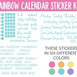 Rainbow Calendar Essentials Digital Planner Stickers | iPad & Android ...