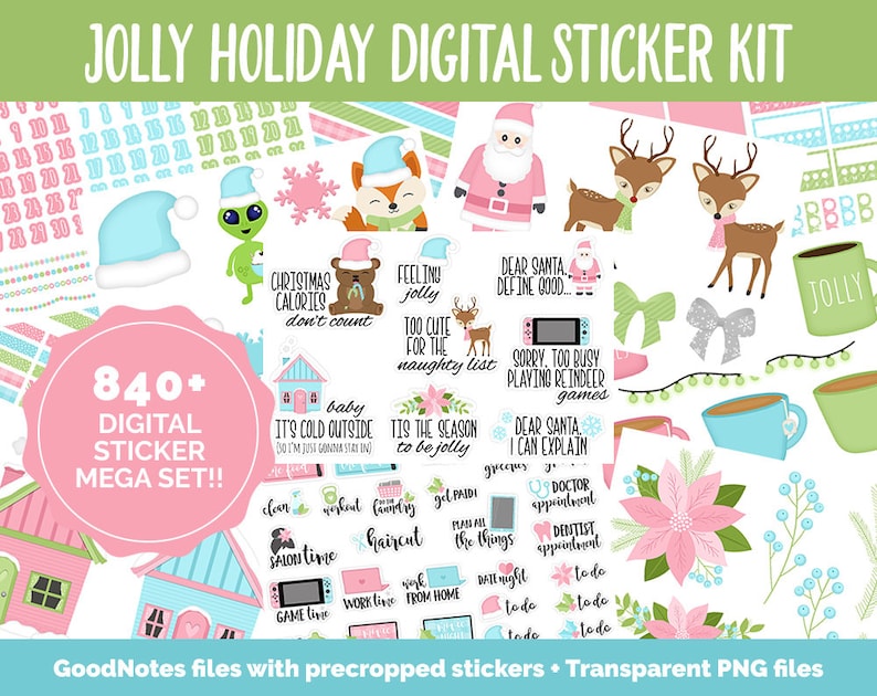 Jolly Holiday Digital Sticker Mega Bundle Goodnotes & Ipad - Etsy