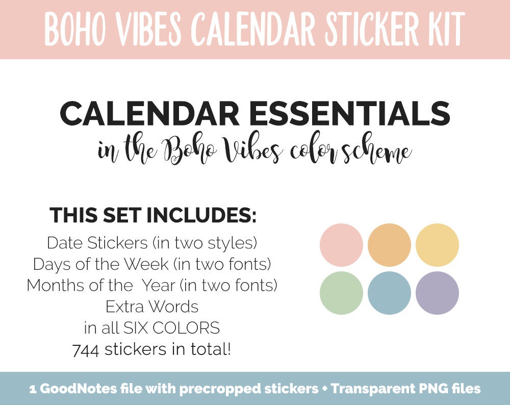 Boho Vibes Calendar Essentials Digital Planner Stickers - Etsy