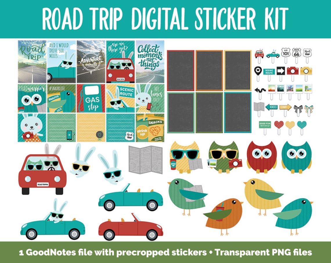Road Trip Digital Stickers Goodnotes Ipad and Android - Etsy