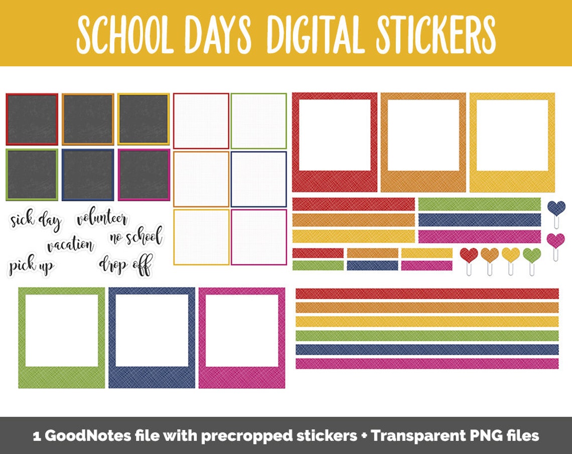 School Days Digital Planner Stickers Goodnotes Ipad and - Etsy