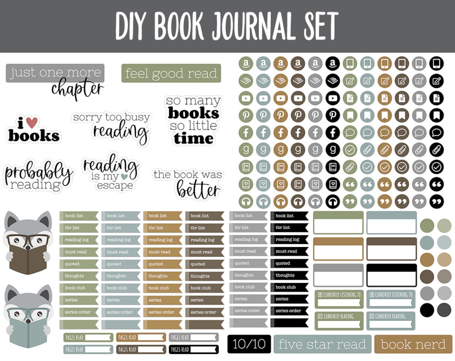 DIY Digital Book Journal + Sticker Set | Goodnotes, iPad & Android ...