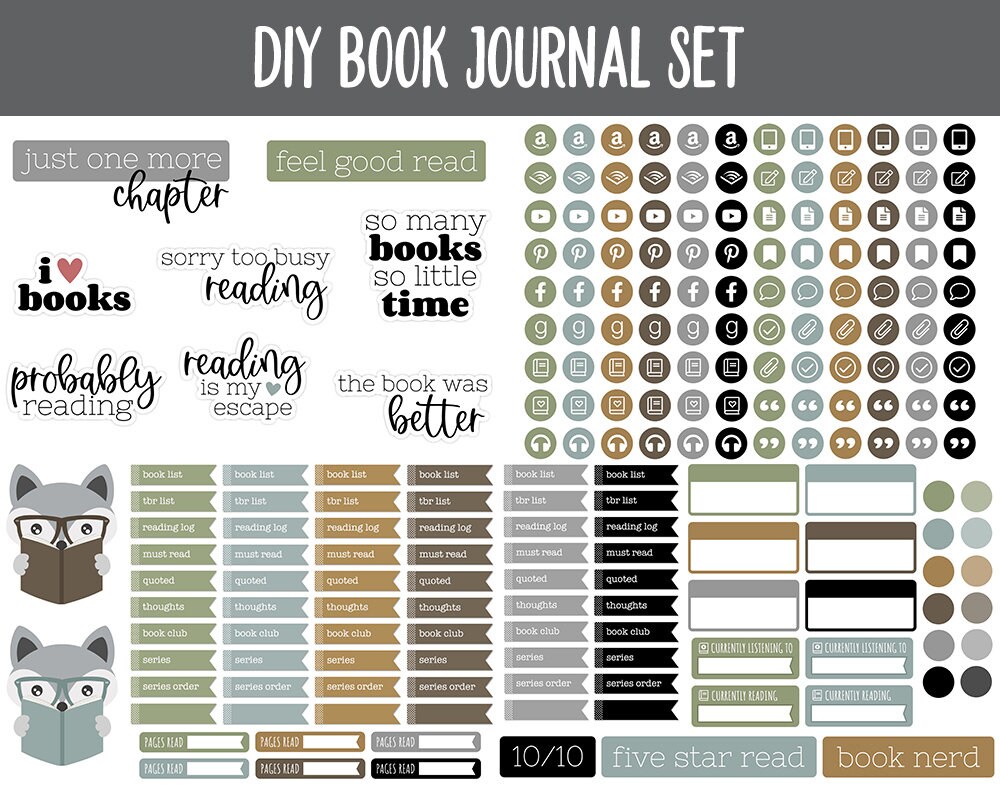 DIY Digital Book Journal + Sticker Set | Goodnotes, iPad & Android ...