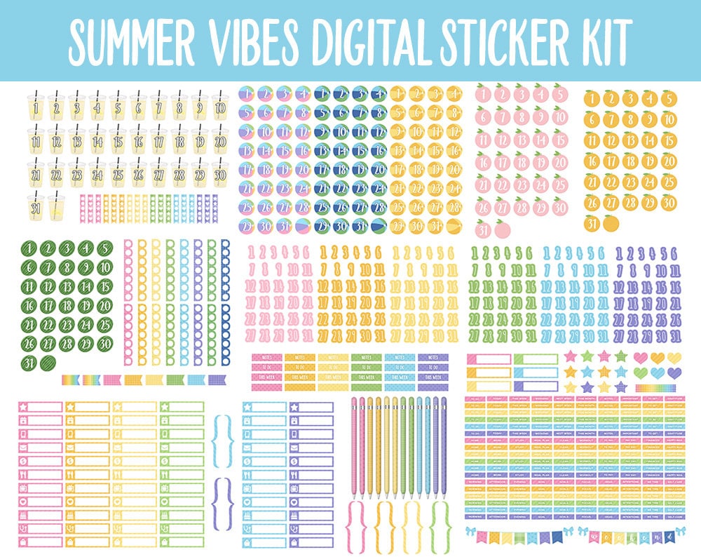 Summer Vibes Digital Sticker Mega Bundle | Goodnotes & iPad | July ...