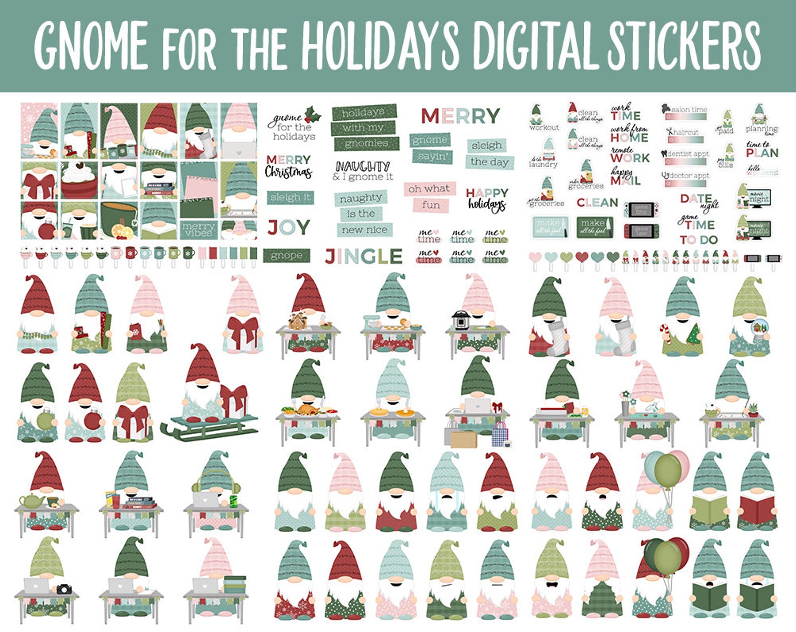 Gnome for the Holidays Digital Sticker Mega Bundle | iPad & Android ...