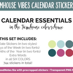 Farmhouse Vibes Calendar Essentials Digital Planner Stickers | iPad ...