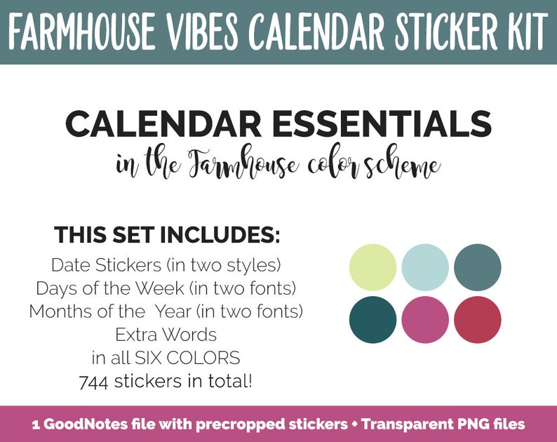 Farmhouse Vibes Calendar Essentials Digital Planner Stickers | iPad ...