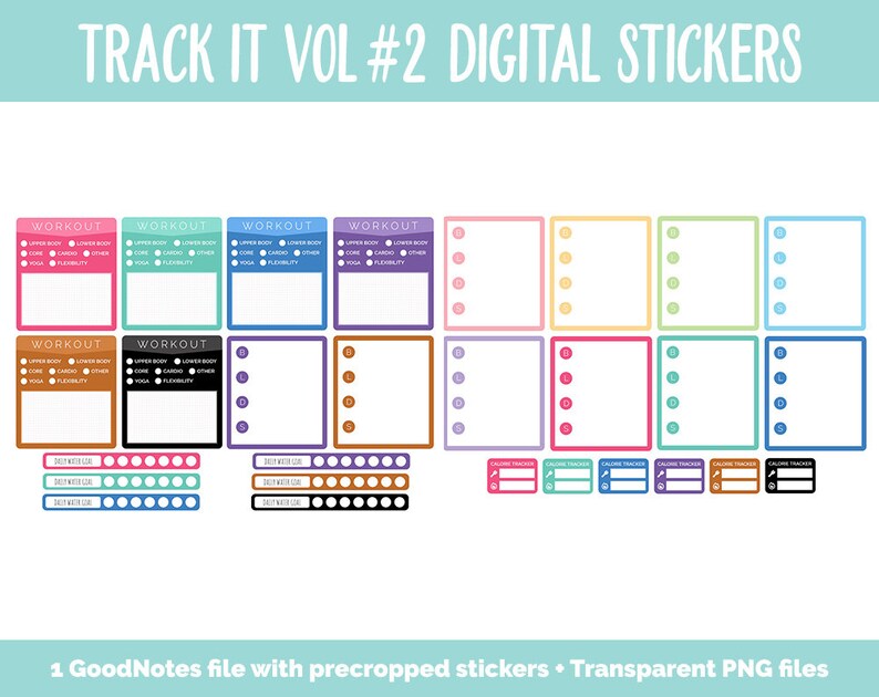 Track It Vol #2 Fitness Theme Digital Tracker Stickers | iPad & Android ...