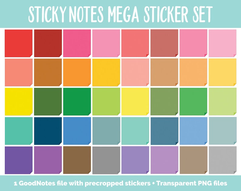 Sticky Notes Digital Stickers | iPad & Android | Mega Pack - Etsy